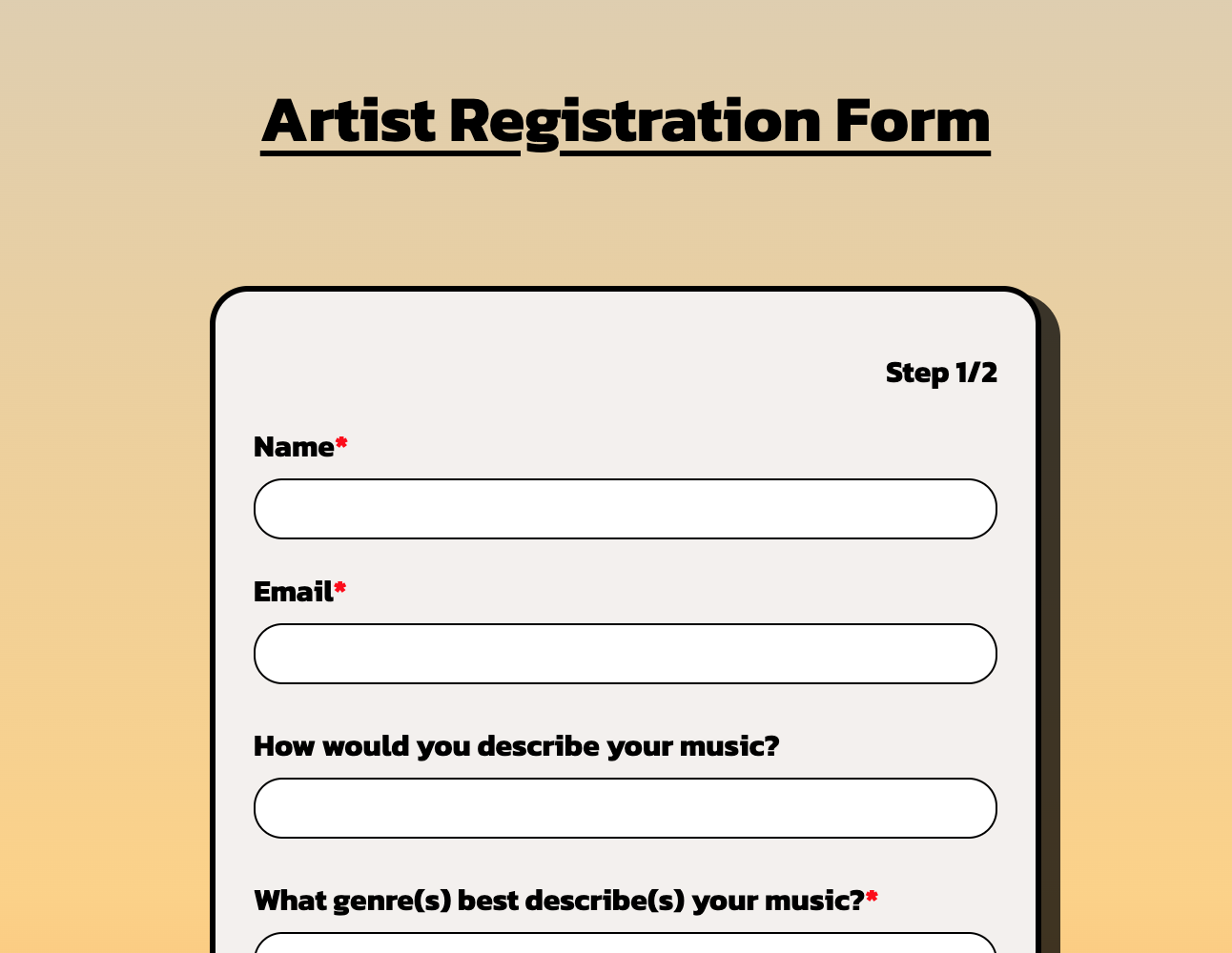 Artist Registration Form | Music Night Under the Palapa